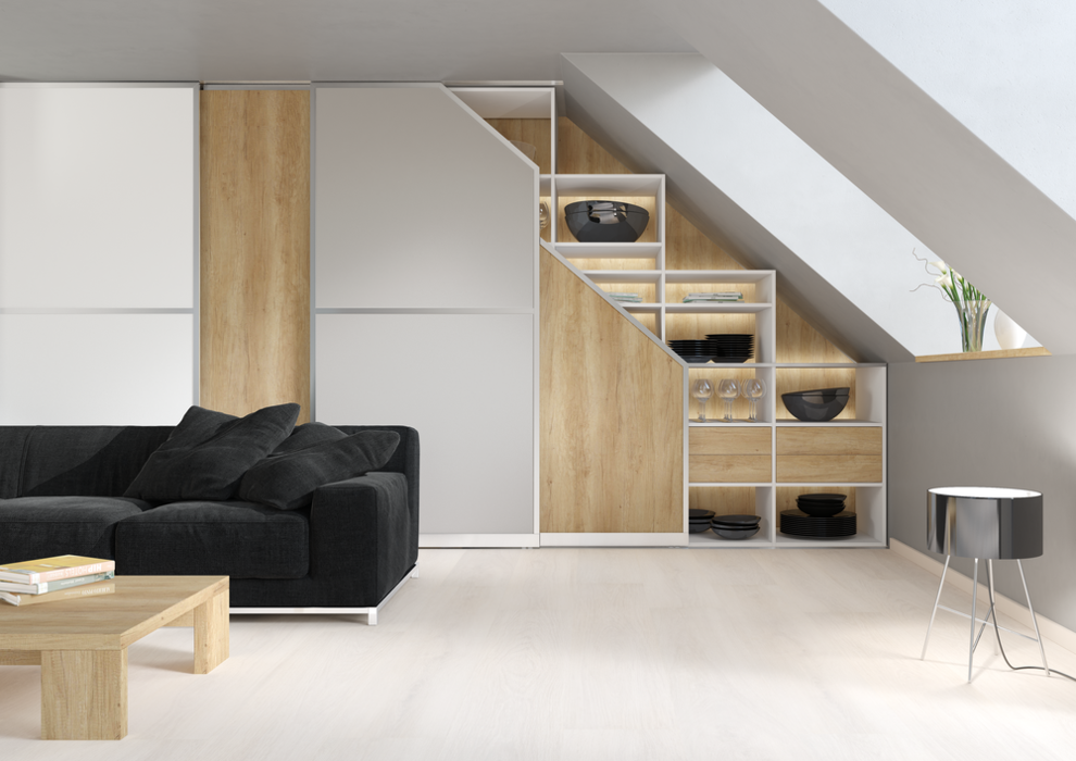 Zádová deska Egger U763 ST76 Perlově šedá / U999 ST76 Černá